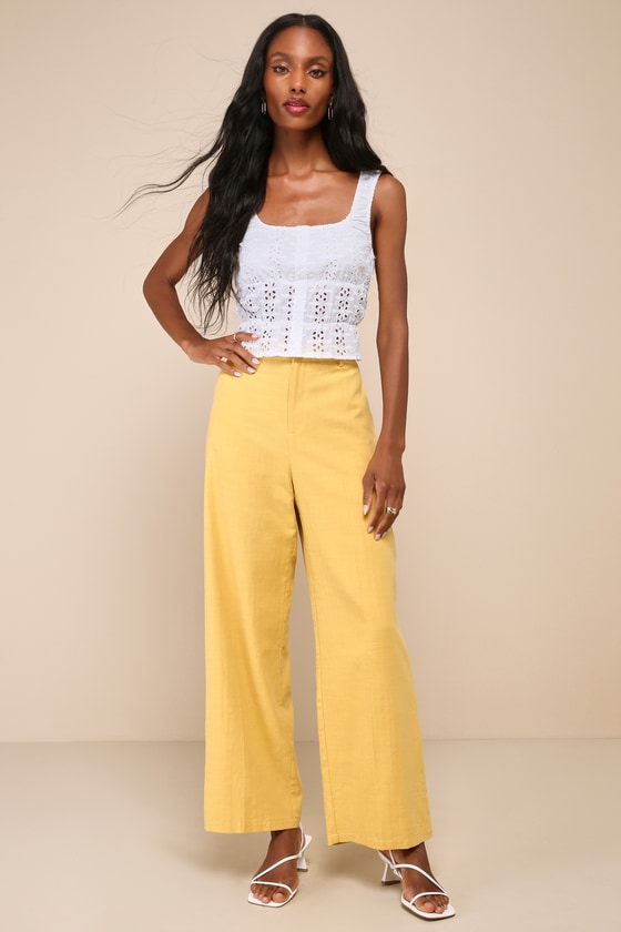 Yellow Trouser Pants - High Rise Pants - Yellow Wide-Leg Pants - Lulus