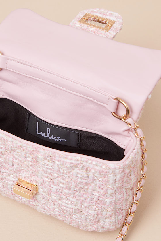 Pink Tweed Crossbody - Quilted Mini Bag - Tweed Mini Bag - Bag - Lulus