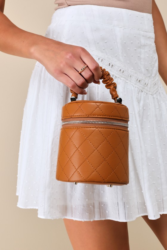Brown Quilted Bag - Cylinder Mini Bag - Mini Handbag - Purse - Lulus