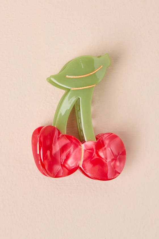 Red Cherry Hair Clip - Claw Hair Clip - Cherry Jaw Clip - Lulus