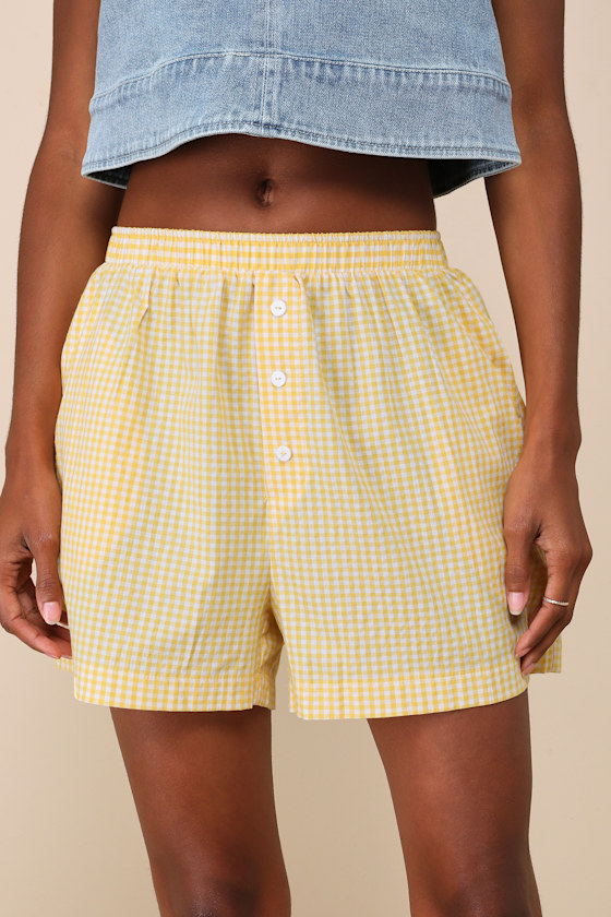 Yellow Gingham Shorts - Boxer Shorts - Women's Boxer Shorts - Lulus