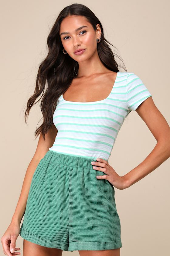 Green Mesh Shorts - High-Waisted Shorts - Net Shorts - Shorts - Lulus