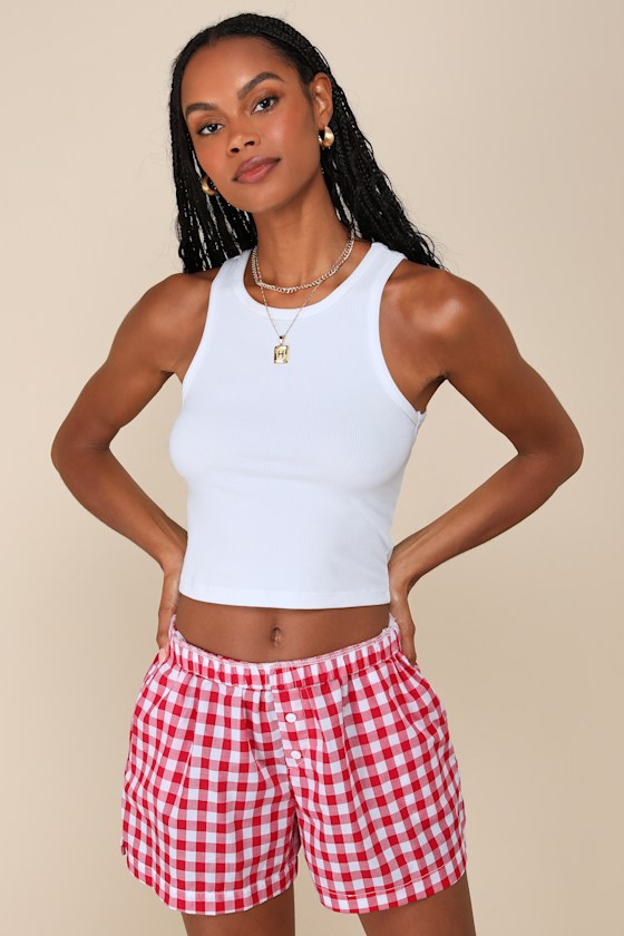 Red Gingham Shorts - Women's Boxer Shorts - Cotton Boxers - Lulus