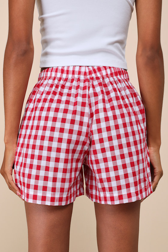Red Gingham Shorts - Women's Boxer Shorts - Cotton Boxers - Lulus