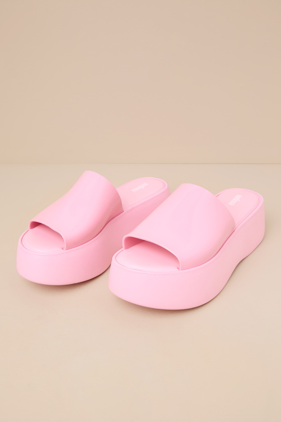 Melissa Becky Pink - Pink Slide Sandals - Flatform Slide Sandals - Lulus