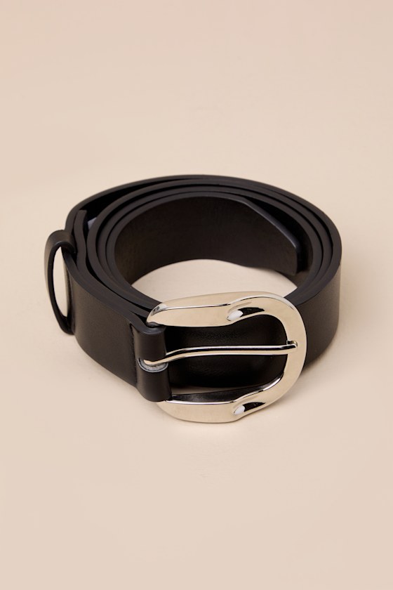 Black Belt - Circular Buckle Belt - Buckle Belt - Wide Belt - Lulus