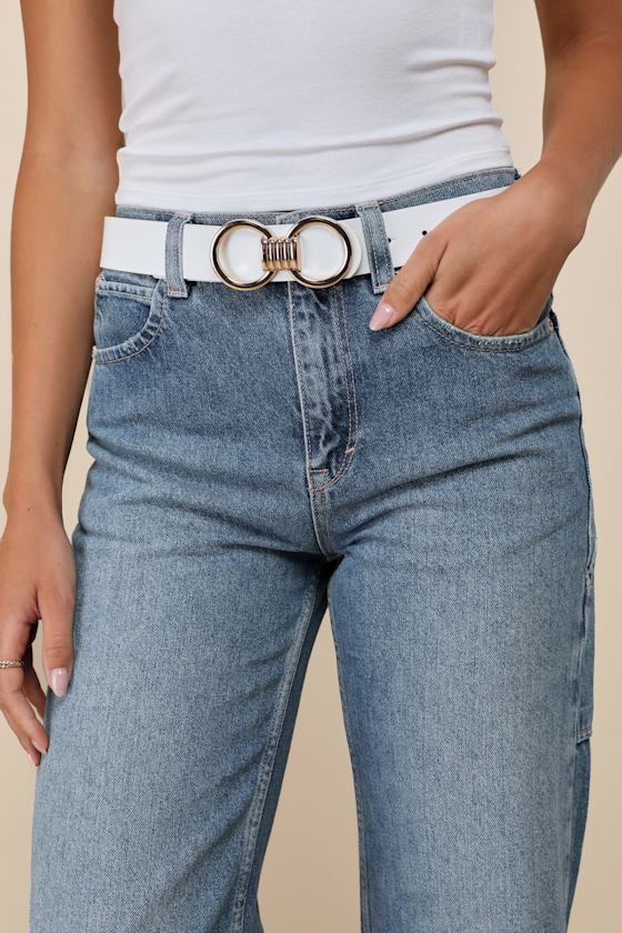 White Double Buckle Belt - Horse Bit Belt - Women's Belt - Belt - Lulus
