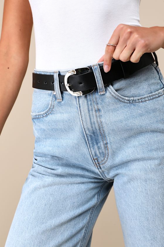 Black Belt - Circular Buckle Belt - Buckle Belt - Wide Belt - Lulus