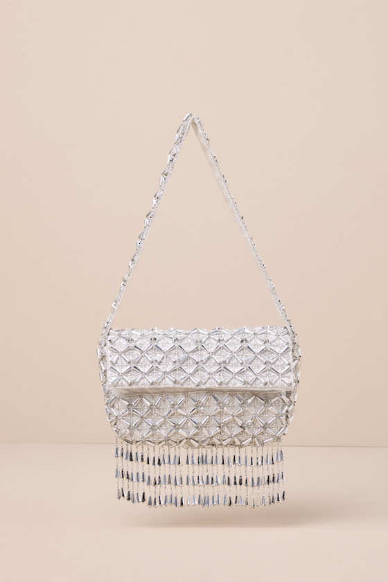 Silver Beaded Bag - Fringe Handbag - Metallic Bag - Shiny Purse - Lulus