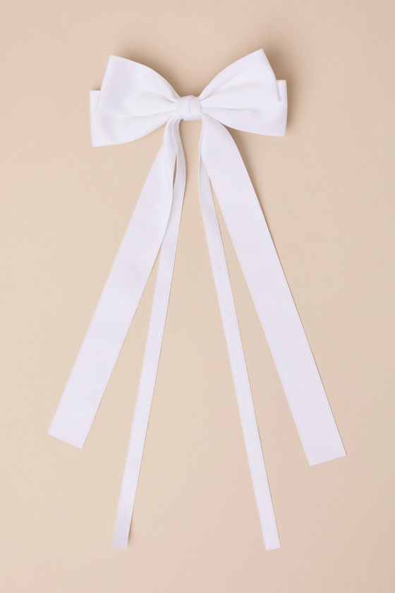 White Ribbon Bow - Bow Hair Clip - White Bow - Bridal Accessories - Lulus