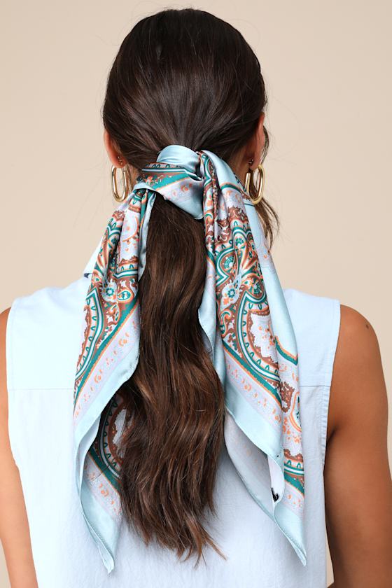Light Blue Satin Scarf - Boho Scarf - Hair Scarf - Satin Scarf - Lulus
