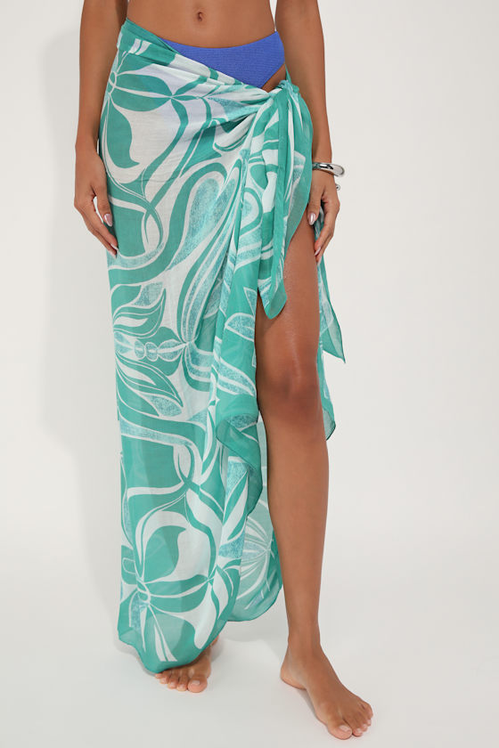 Teal Green Abstract Swim Cover-Up - Cover-Up - Cover-Up Sarong - Lulus