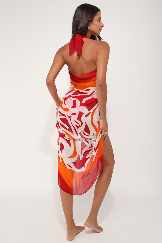 Red & Orange Ombre Cover-Up - Swim Sarong Cover-Up - Sarong - Lulus