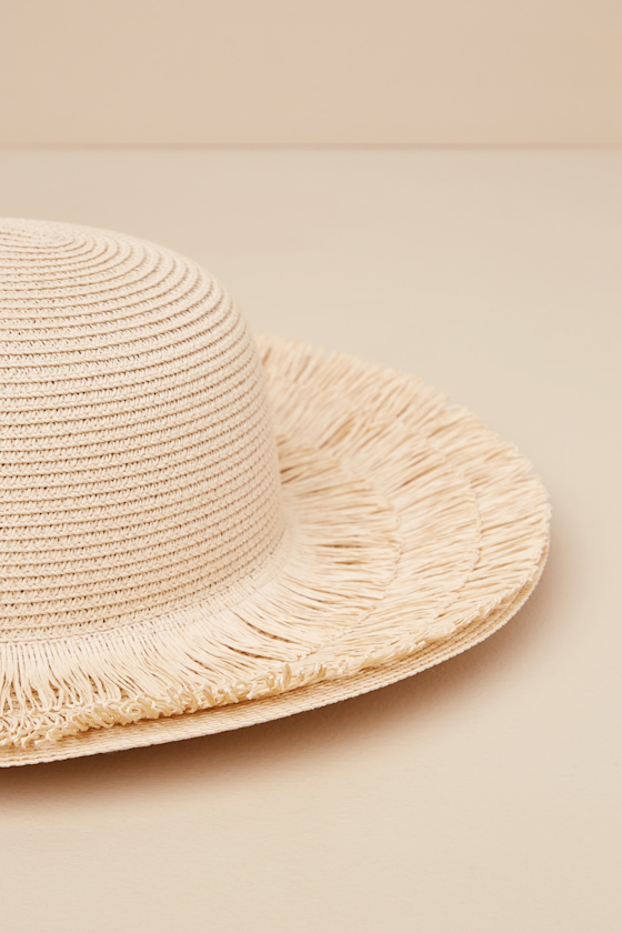 Beige Tiered Sun Hat - Fringed Straw Hat - Fringed Sun Hat - Hat - Lulus