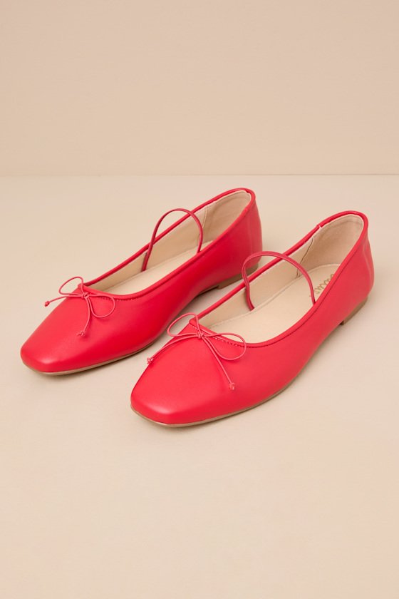 Red Ballet Flats - Red Flats - Bow Ballet Flats - Red Shoes - Lulus