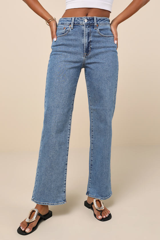 just u.s.a. - Medium-Wash Jeans - Straight Leg Jeans - Jeans - Lulus
