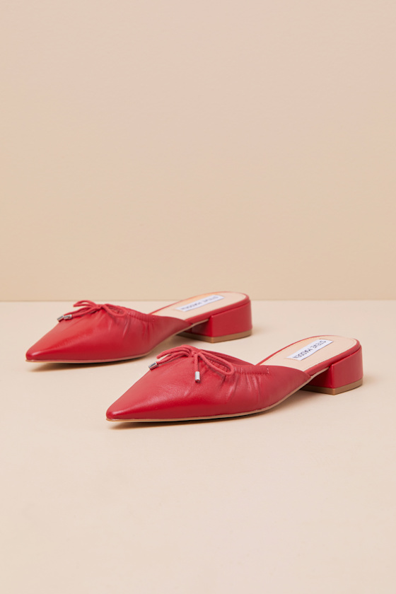 Steve Madden Lorrin Red Leather Bow Pointed-toe Mules | ModeSens
