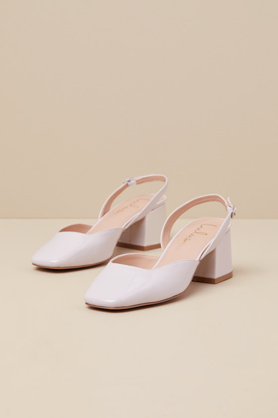 Bone Slingback Pumps - Bone Patent Pumps - Low Heel Pumps - Lulus