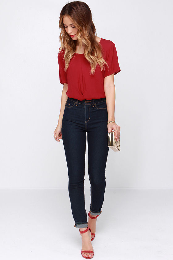 Pretty Red Top - Woven Top - Keyhole Cutout Top - $29.00 - Lulus
