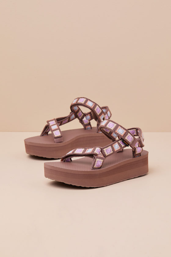 Teva Flatform Universal Crochet Unwind - Brown Flatform Sandals - Lulus
