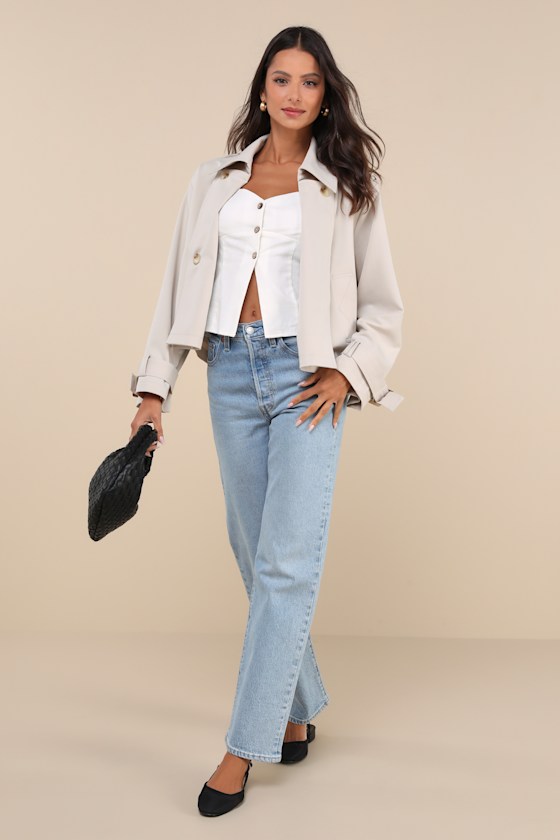 Beige Cropped Jacket - Trench-Style Jacket - Cropped Trench Coat - Lulus