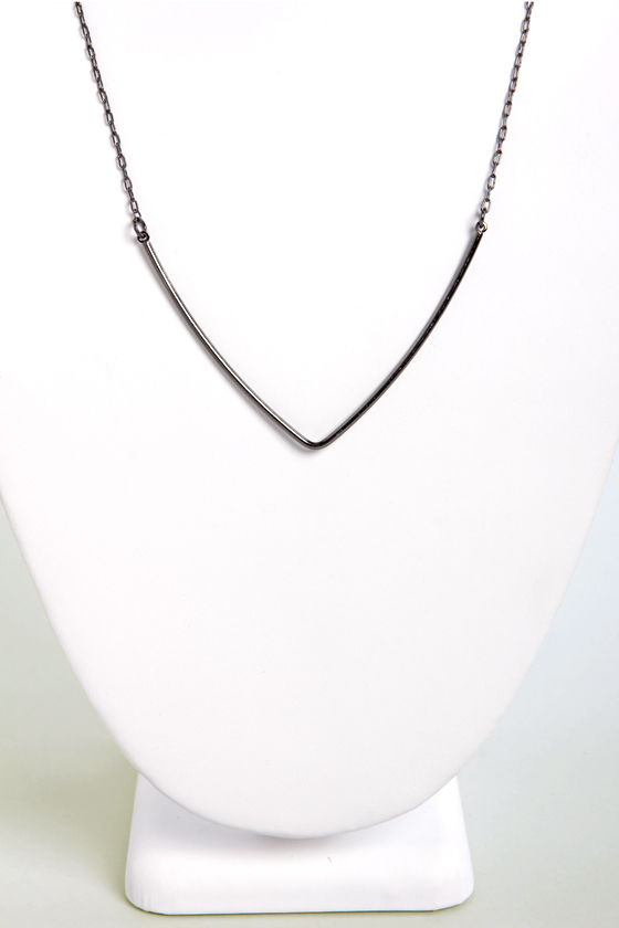 Cool Pewter Necklace - V Necklace - Silver Necklace - $13.00