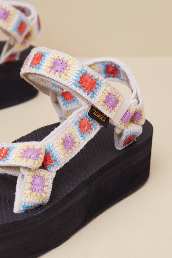 Teva Flatform Universal Crochet Explore Sandals In White | ModeSens