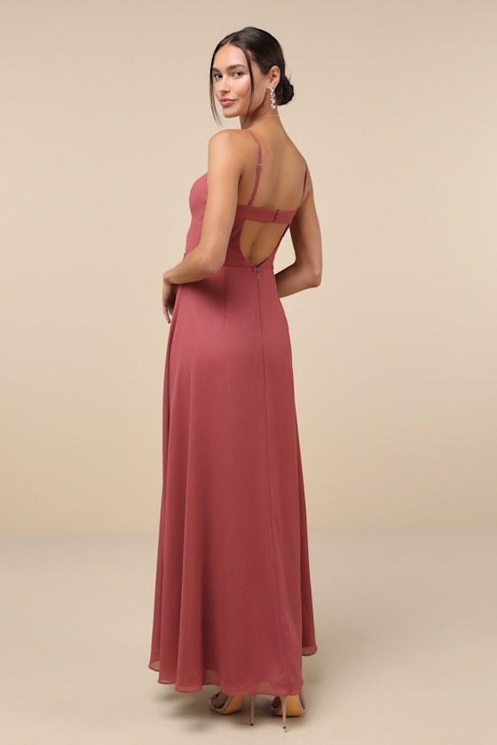 Rusty Rose Maxi Dress - Cutout A-Line Dress - Cutout Maxi Dress - Lulus