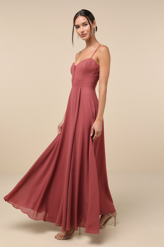 Lulus Stunning Grace Rusty Rose Cutout A-line Maxi Dress In Pink | ModeSens