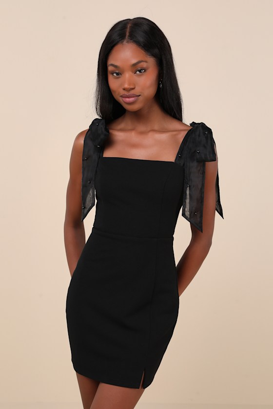 Black Cutout Mini Dress - Organza Tie-Strap Dress - Black Dress - Lulus