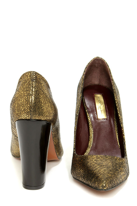 Cute Gold Shoes - Gold Heels - Chunky Heels - $99.00 - Lulus