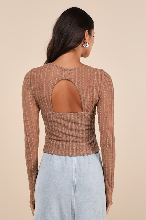 Brown Sheer Top - Lace Long Sleeve Top - Sheer Lace Shirt - Top - Lulus
