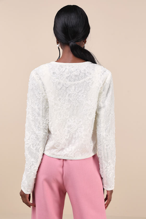 Ivory Lace jacket - Pearl Button Jacket - Braid Trim Jacket - Lulus