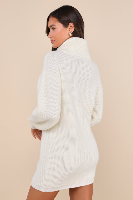 Ivory Sweater Dress - Cowl Neck Sweater Dress - Knit Dress - Lulus