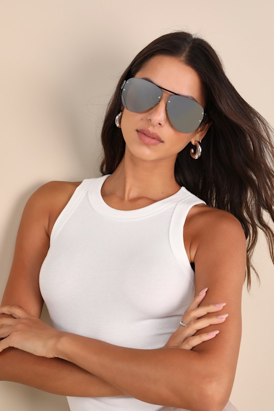 Dime X Skai Jackson 917 Black And Silver Sunglasses Aviators Lulus