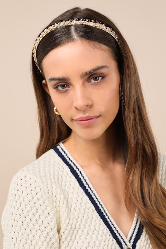 Ivory and Black Headband - Chain 2-PC Headband Set - Headbands - Lulus