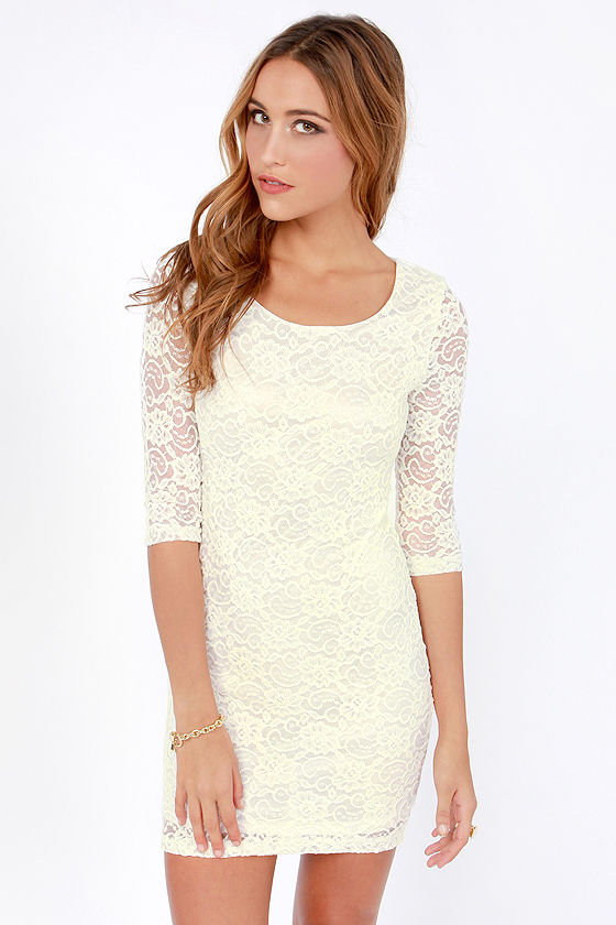 Sexy Ivory Dress - Lace Dress - Bodycon Dress - $49.00 - Lulus