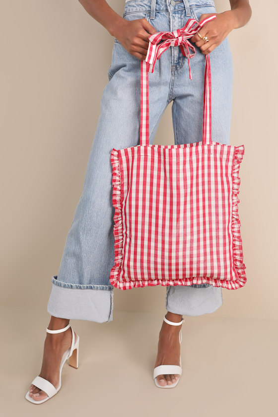 Sister Jane Stables - Red and White Gingham Bag - Ruffled Bag - Lulus