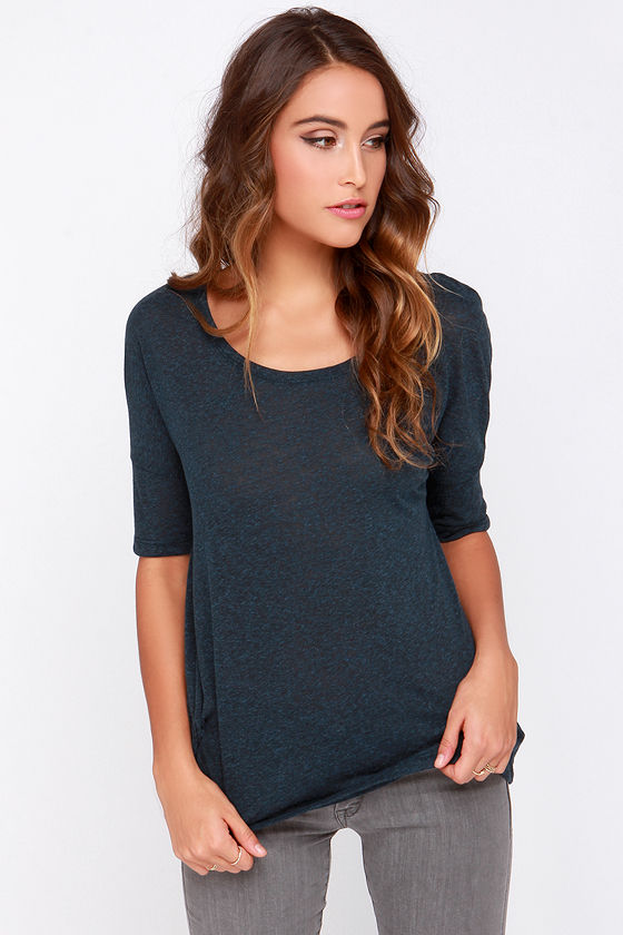 Midnight Blue Tee - Heather Tee - Blue Top - $32.00 - Lulus