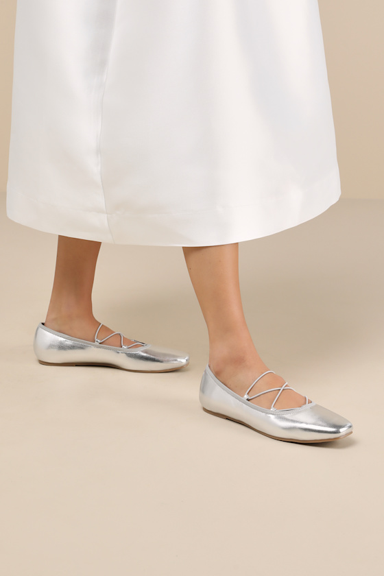 Silver Ballet Flats - Strappy Ballet Flats - Silver Flats - Flats - Lulus