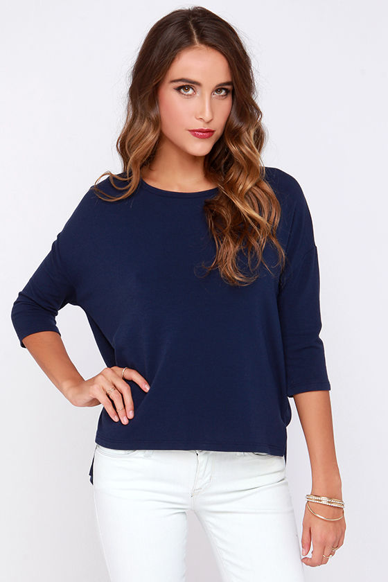 Cute Blue Top - Navy Blue Top - Oversized Tee - $34.00 - Lulus