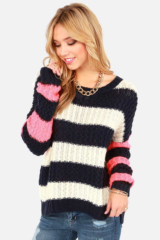 Cool Striped Sweater - Wide-Cut Sweater - Knit Sweater - $49.00 - Lulus