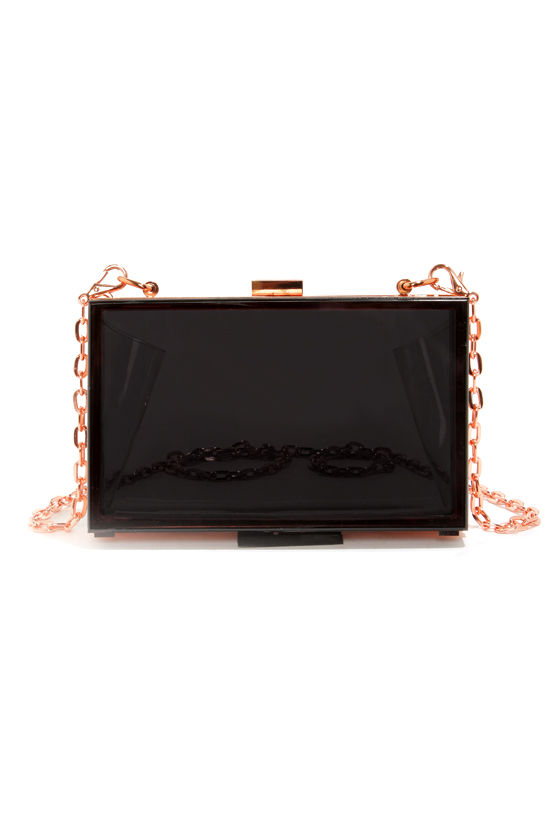 Cute Black Clutch - Lucite Clutch - Box Clutch - Clear Purse - $43.00 ...