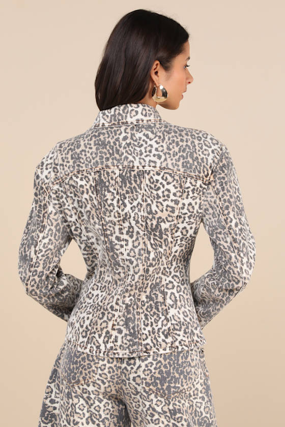 Lioness Rider - Beige Faded Leopard Print Jacket - Denim Jacket - Lulus