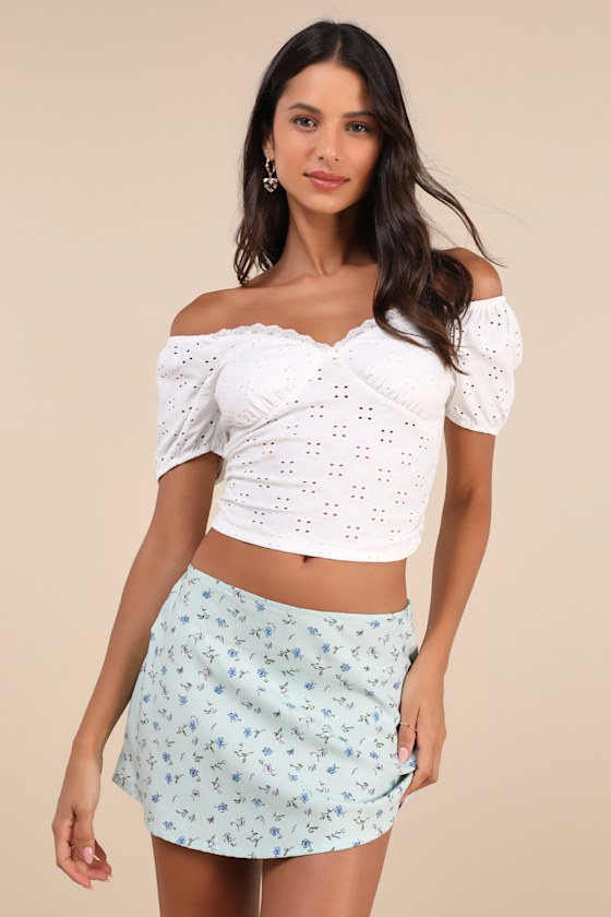 Motel Mckenna Skirt - Mint Floral Skirt - Low-Rise Micro Skirt - Lulus