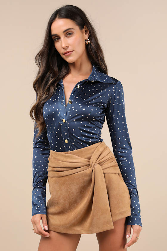 Stoned Immaculate Chelsea - Navy Blue Bodysuit - Star Bodysuit - Lulus