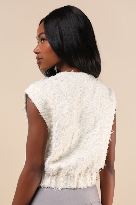 ASTR the Label Pedrine - Ivory Textured Vest - Cropped Vest Top - Lulus