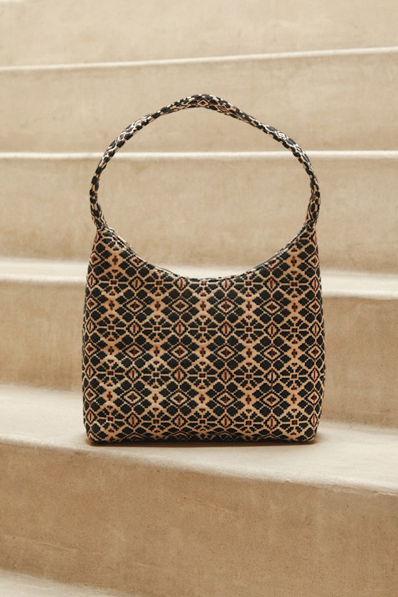 Ivory and Black Geometric Bag - Woven Shoulder Bag - Shoulder Bag - Lulus
