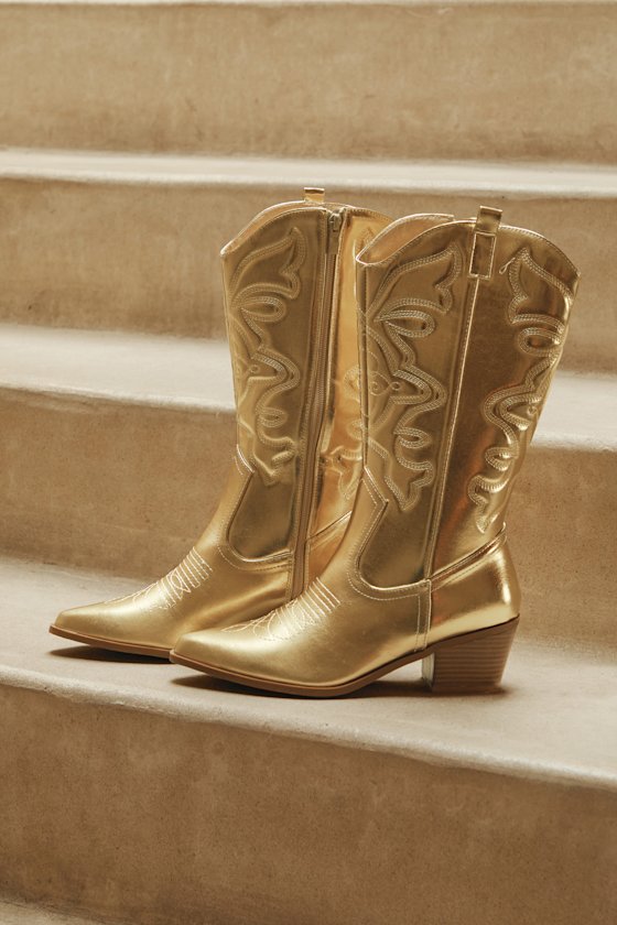 Gold Metallic Boots - Gold Cowboy Boots - Metallic Western Boots - Lulus