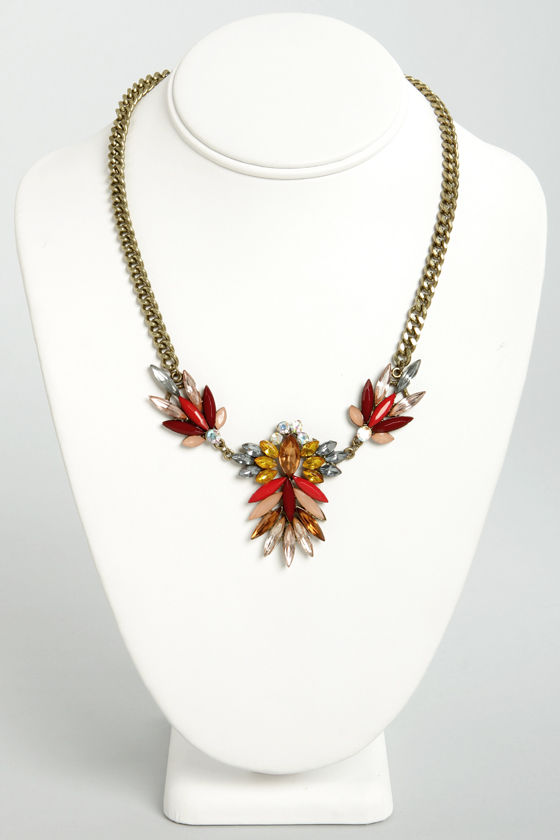 Pretty Red Necklace - Rhinestone Necklace - Statement Necklace - $16.00 ...